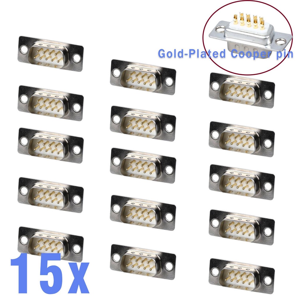 SZ 15pcs DB9 RS232 Male Female Socket Connector 9 pin VGA 2 Rows Serial ...