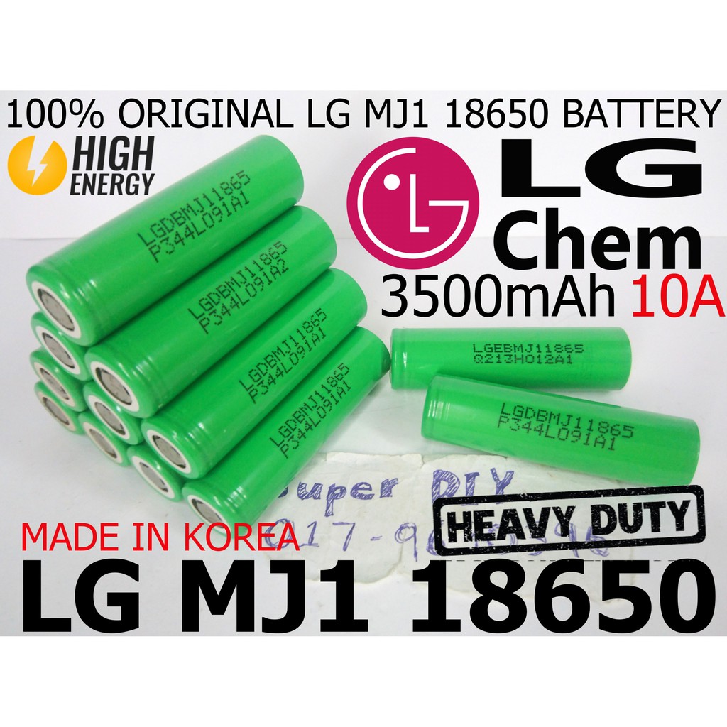 ORIGINAL korea LG DBMJ1 18650 MJ1 3.7V 4.2V 3500mAh Li-ion lithium ion Rechargeable High Drain ...