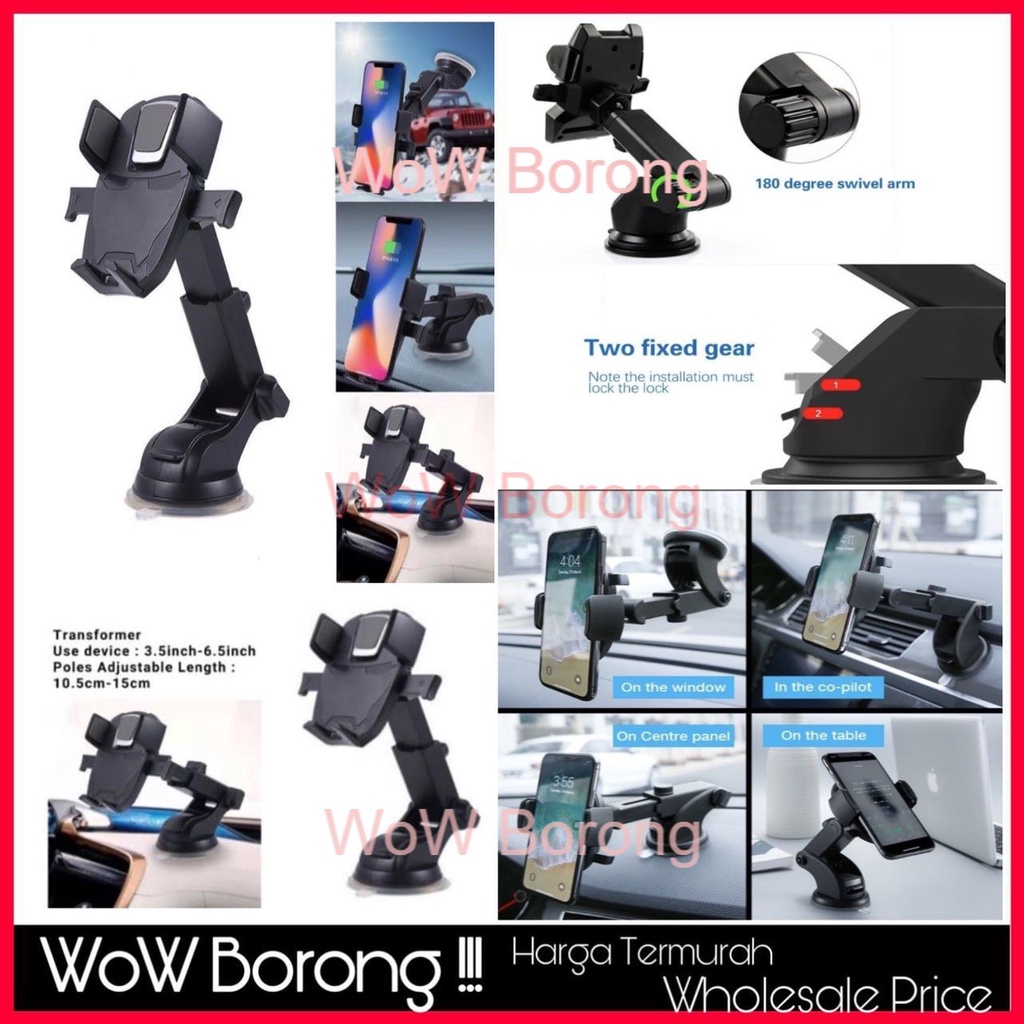 Transformer Universal 360° Long Neck Car Mobile Phone Holder Stand with Silicon Sucker (With ...