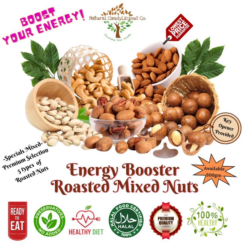 Energy Booster Roasted Mixed Nuts -Ready to Eat- 500gm – Macadamia ...