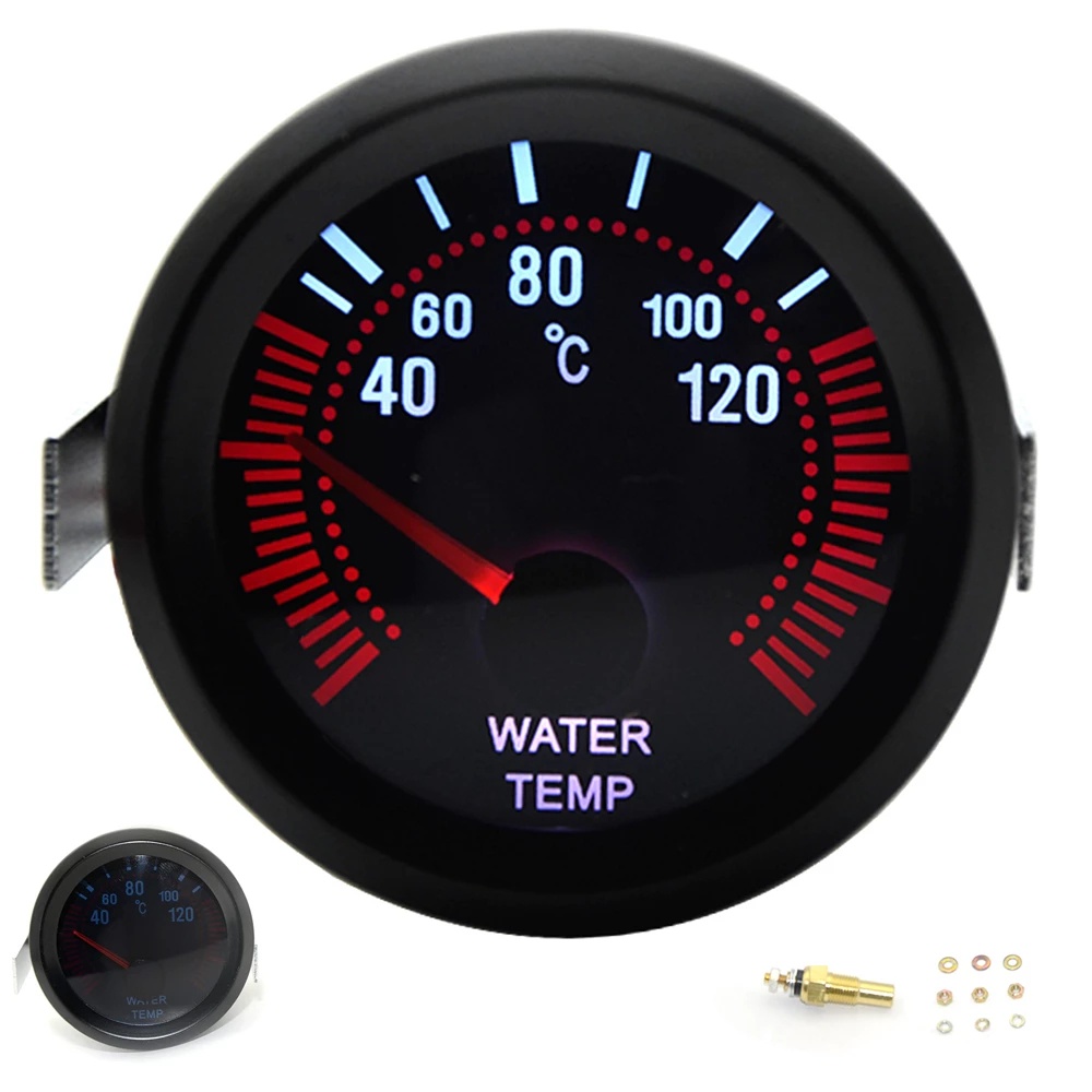 DepoTuning 2'' 52mm Universal Smoke Lens Water Temp Temperature Gauge 40-120C LED With Water ...