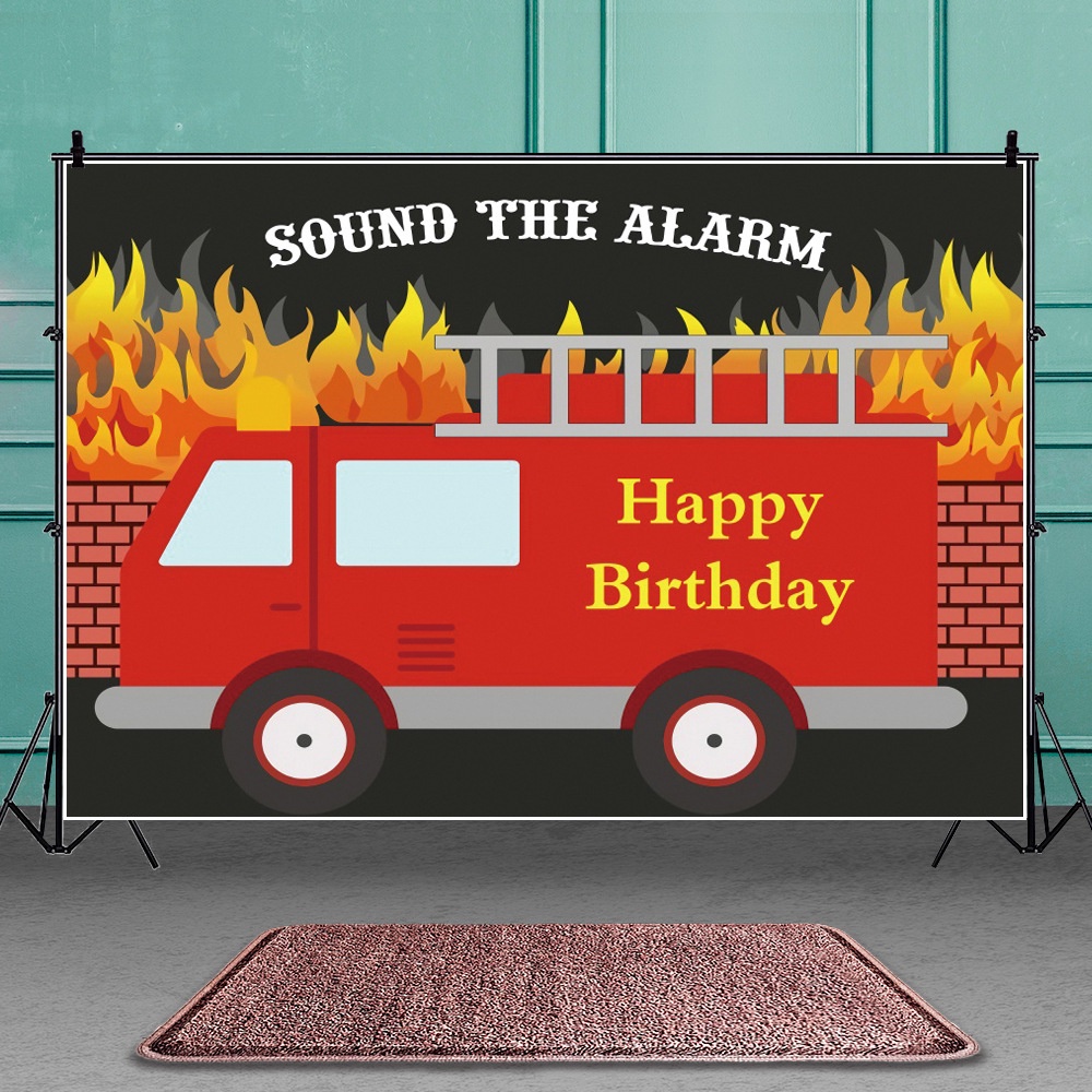 Fire Truck Party Photography Background Fire Truck Backdrop Boy ...