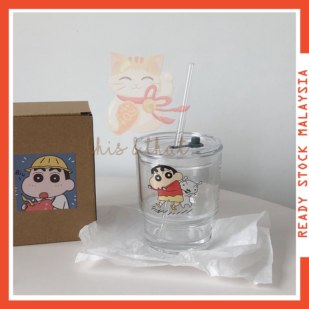 Crayon Shin Chan 蜡笔小新 ⭐ Glass Drink Cup High Temperature Household Cup ...