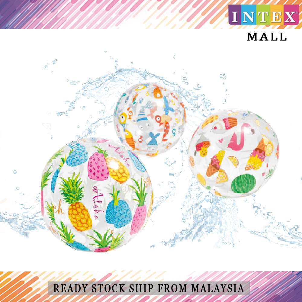 INTEX 3 Design Transparent Inflatable Balls Beach Ball Pool Party Kids ...