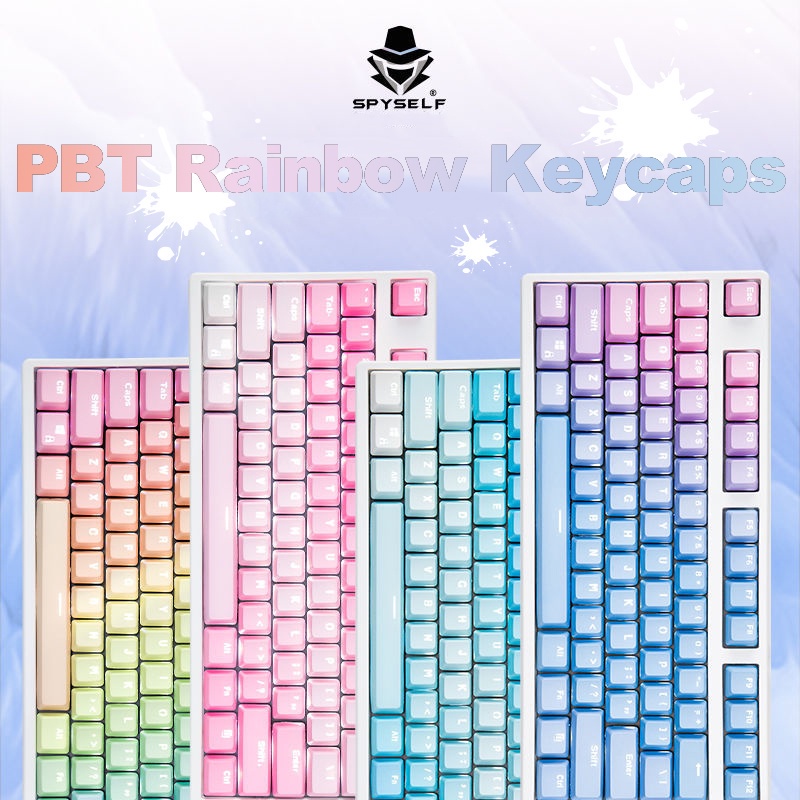 Keycaps Blue Enchantress PBT Rainbow Transparent Keycaps for 87/104/108 ...