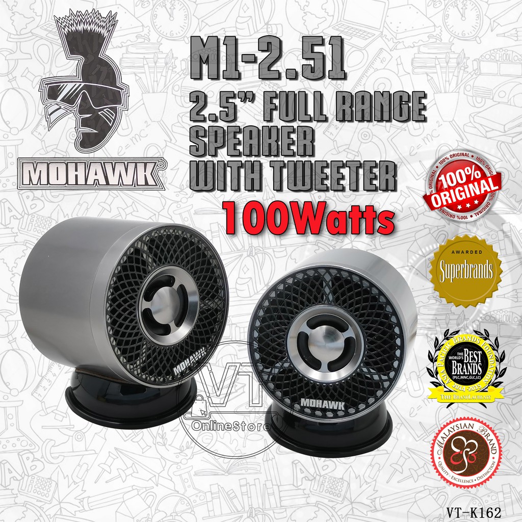 MOHAWK M1-2.51 2.5" Full Range Speaker With Tweeter 100W M1-Series MS 21M1-2.51 | Shopee Malaysia