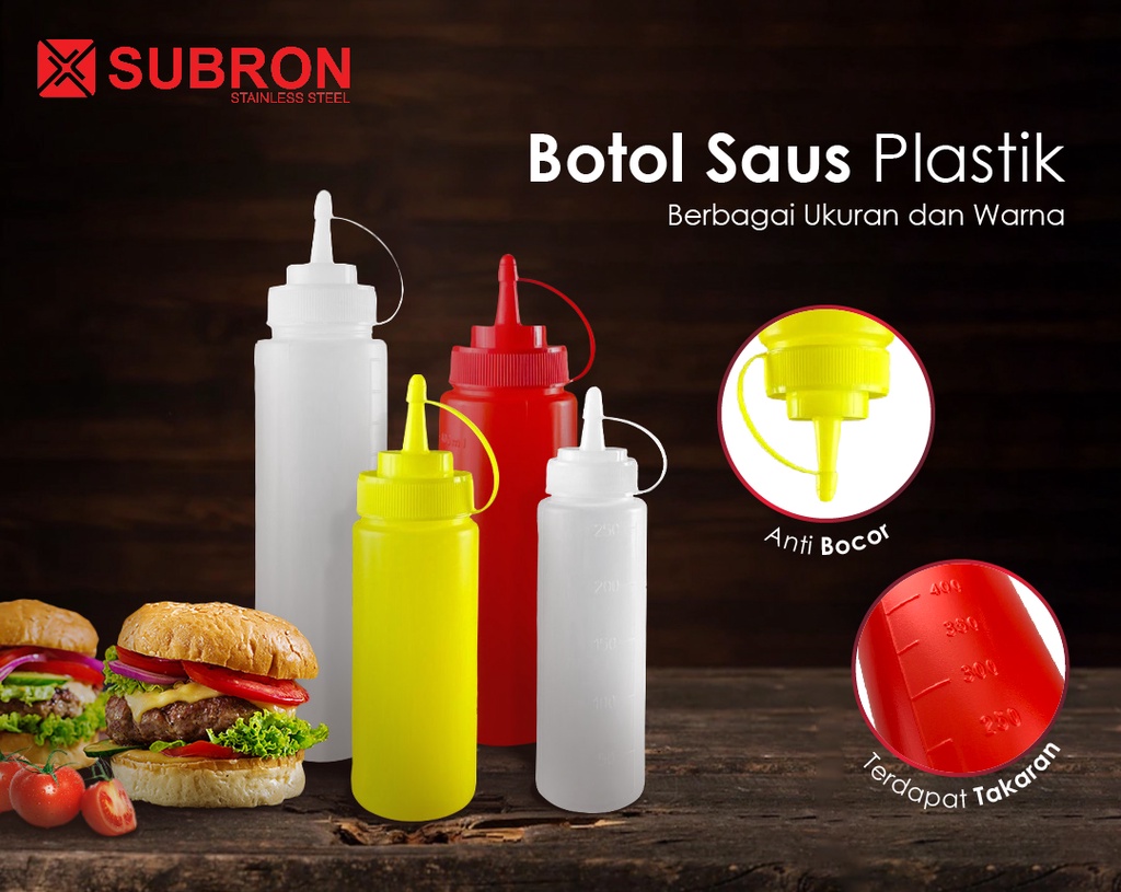 Subron Sauce Bottle 1 Hole Tomato Soy Sauce Sambal Mayonnaise Seasoning ...