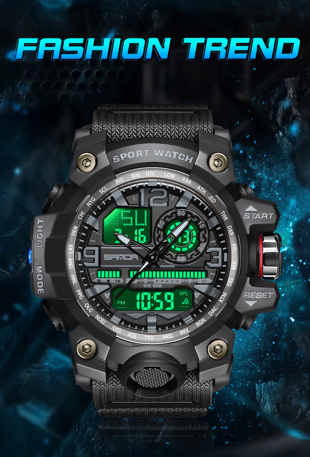 SANDA 3133 Men's Watches 50M Waterproof Shock Sports Quartz Watch -3 ...