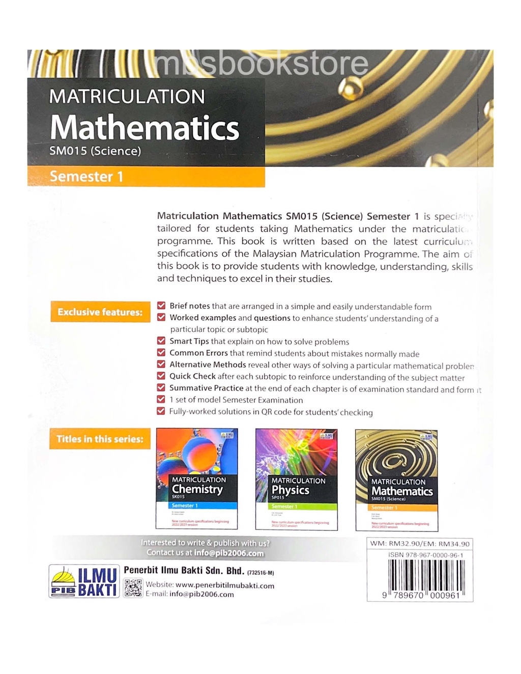 Matriculation Mathematics (Science) SM015 Semester 1 (Ilmu Bakti) Sesi ...