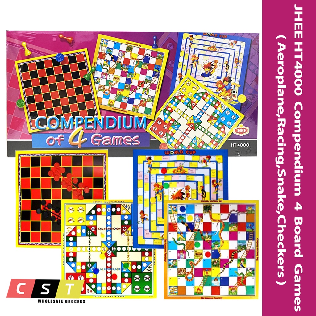 JHEE HT4000 Compendium 4 Board Games (Aeroplane,Racing,Snake,Checkers ...