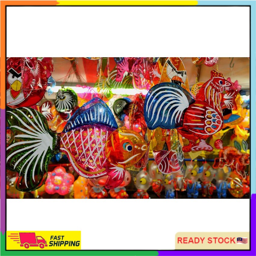 Traditional Cellophane Lantern FREE Stick & Candles Mid Autumn Festival ...