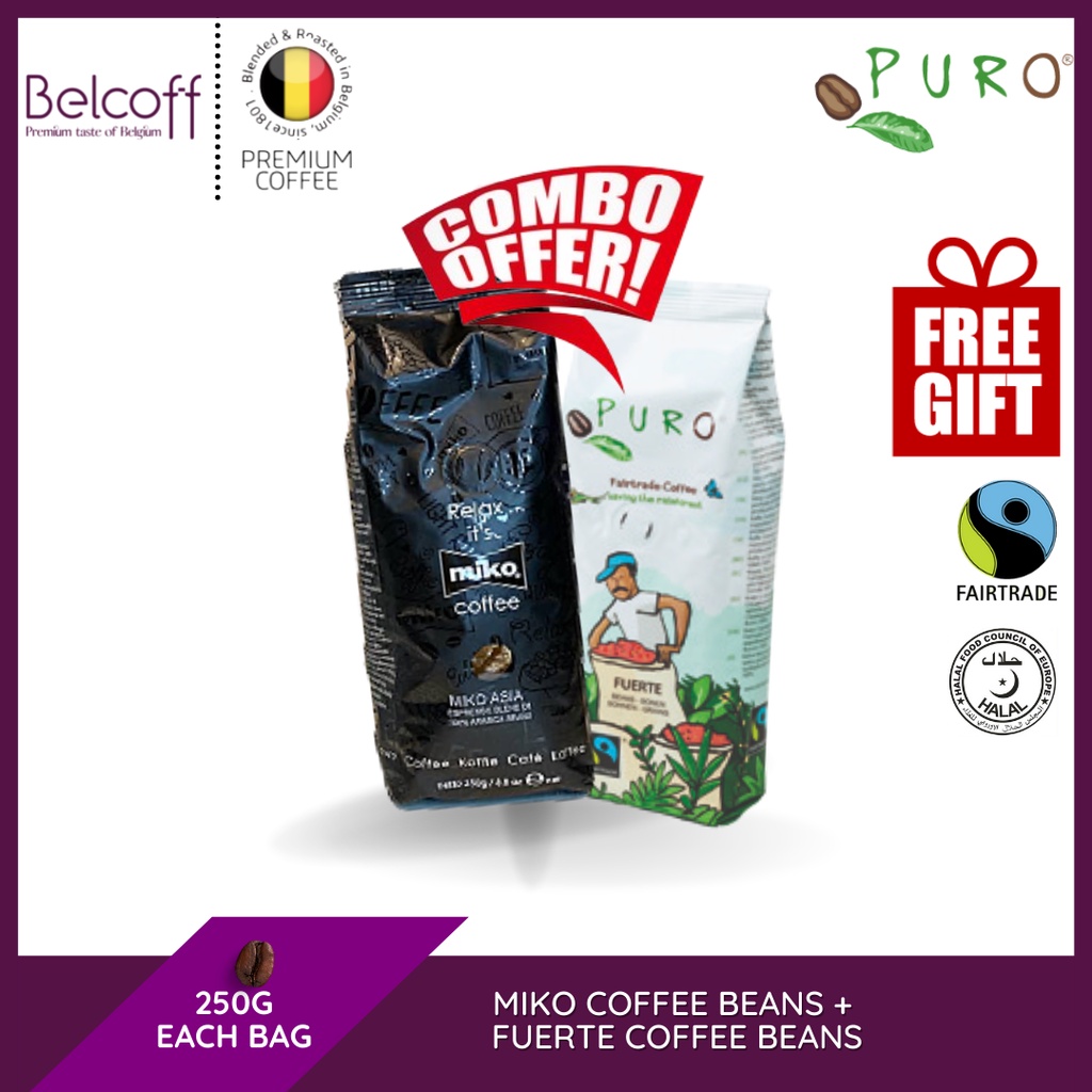 MERDEKA COMBO PACK Belgium Fuerte Coffee Bean 250g & Miko Coffee Bean ...