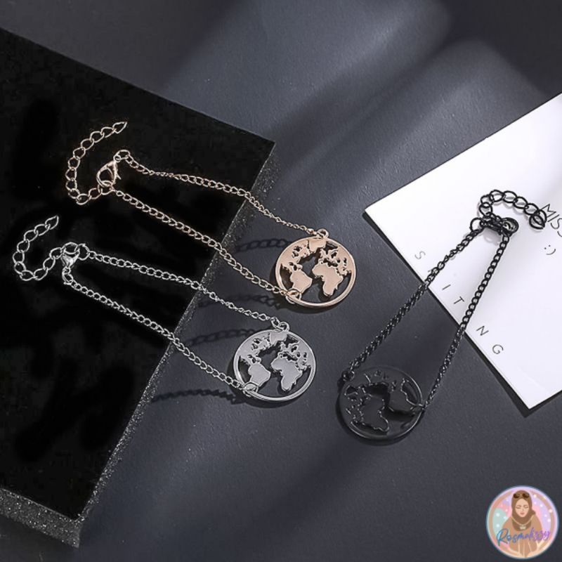 LZ (Clear Stock) Rantai Tangan Comel Gelang Peta Dunia Map Bracelet ...