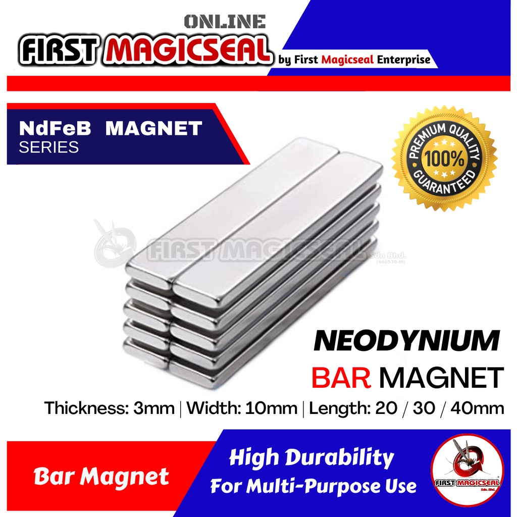 1stMagicSeal - (1pc/pack) Neodymium Bar Magnet 10mm(W)*20mm/30mm/40mm(L ...