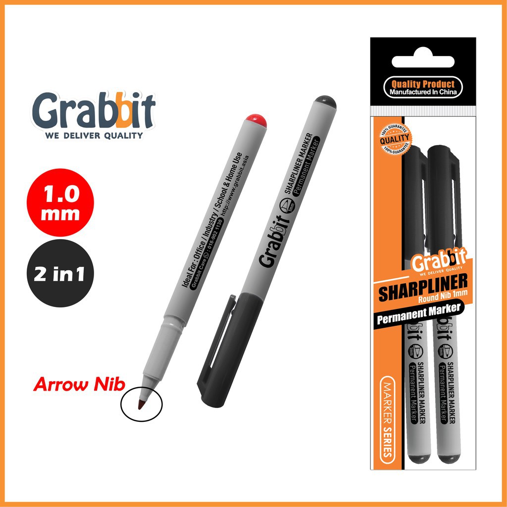 Grabbit GRAB-MK-PM02 Sharpliner Permanent Marker 永久性记号笔 马克笔 学生文具 文具 标记笔 ...