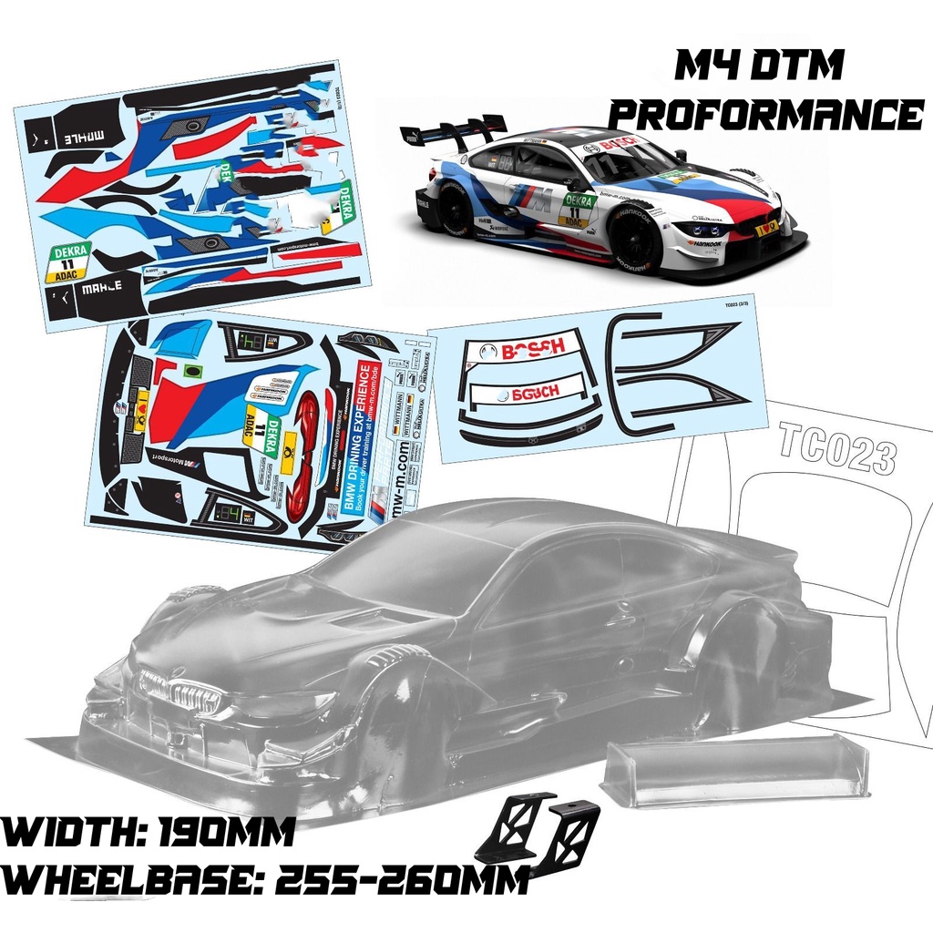 High quality BMW M4 DTM Touring 1/10 drift RC PC body shell lampshade190mm width Transparent ...