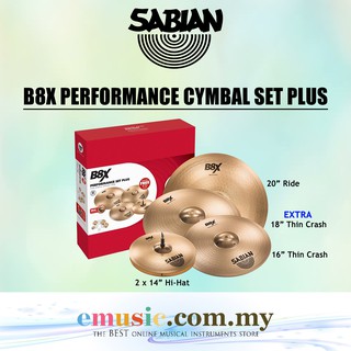 Sabian B8X Complete Performance Cymbal Set with FREE 18" Crash (45003X ...