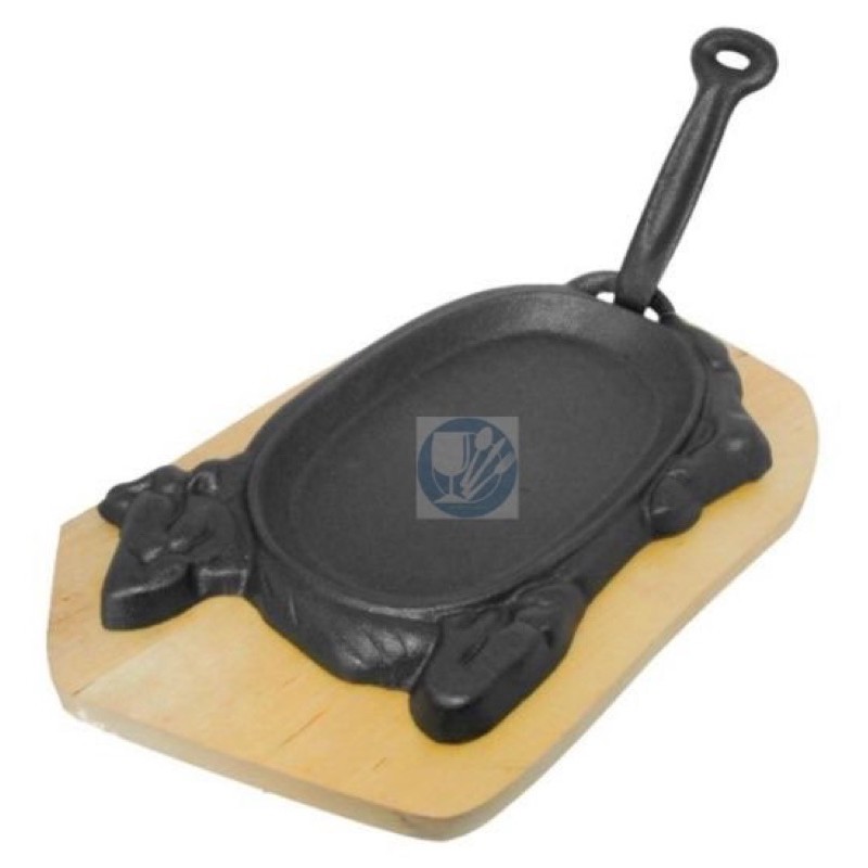 Sizzling Hot Plate With Wooden Board & Clipper (Cow Design) | Shopee ...