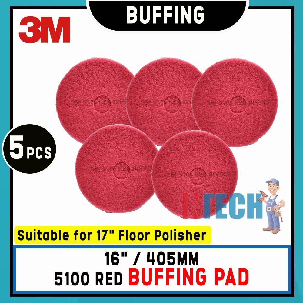 3M 16" / 405MM FLOOR POLISHING PAD - WHITE (POLISHING) / RED (BUFFING ...