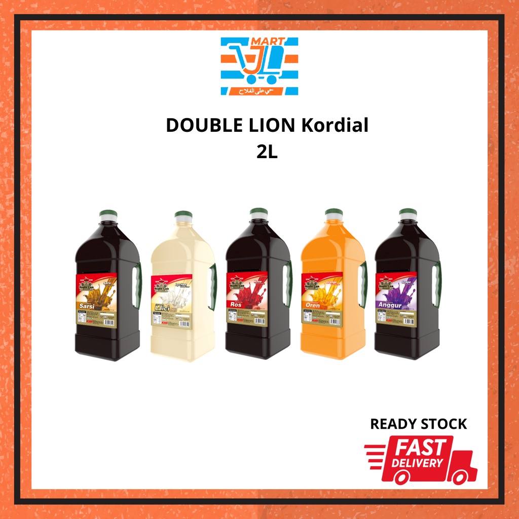 DOUBLE LION Flavoured Syrup Sarsaparilla/ Laici/ Ros/ Oren/ Anggur 2L ...