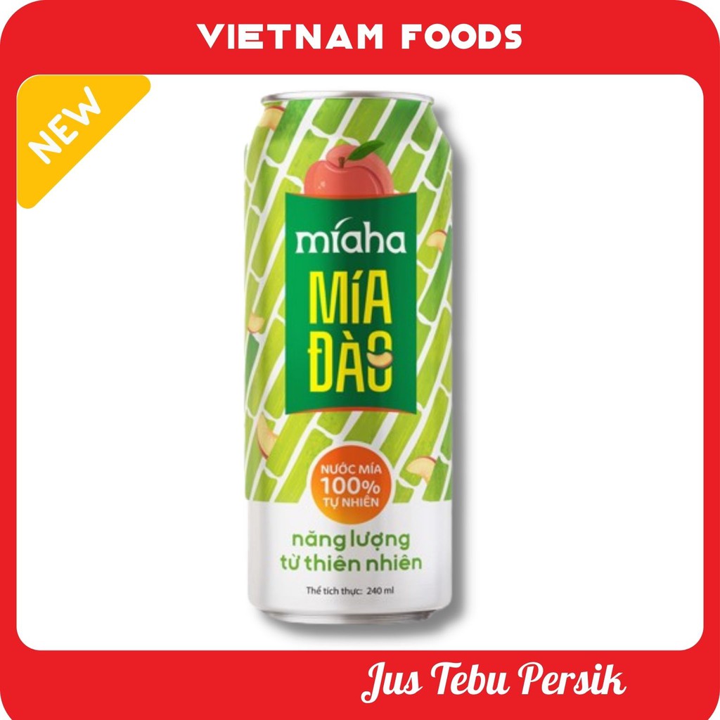 MIA HA Peach Sugarcane Juice 240ml - Jus Tebu Persik - 甘蔗汁 - Nuoc Mia ...