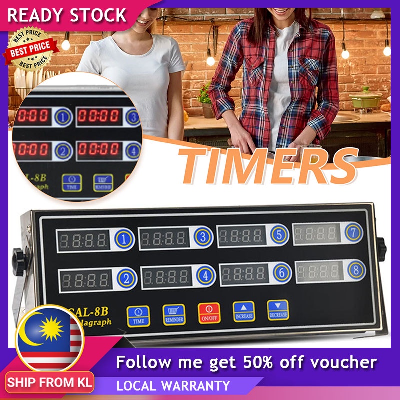 CAL-8B Portable Calculagraph 8 Channel Digital Timer Kitchen Cooking ...