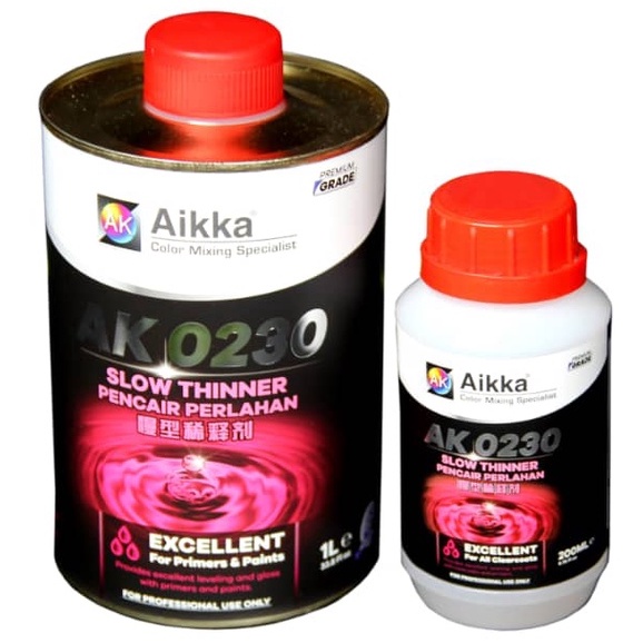 AIKKA / AK0230 / 2K SLOW THINNER FOR MIX WITH PAINT / 1LITER / 3LITER ...