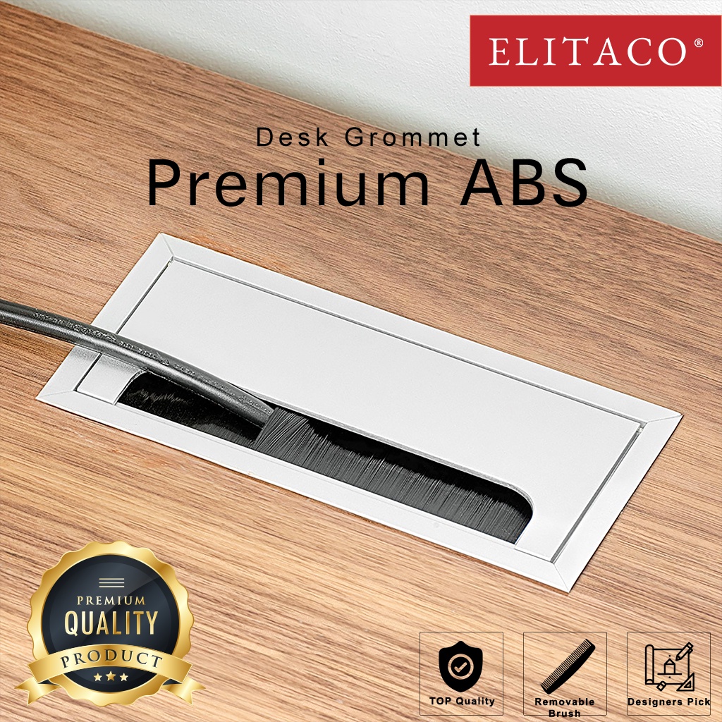【ELITACO】Rectangle Table Grommet Black Premium ABS Organiser Office ...