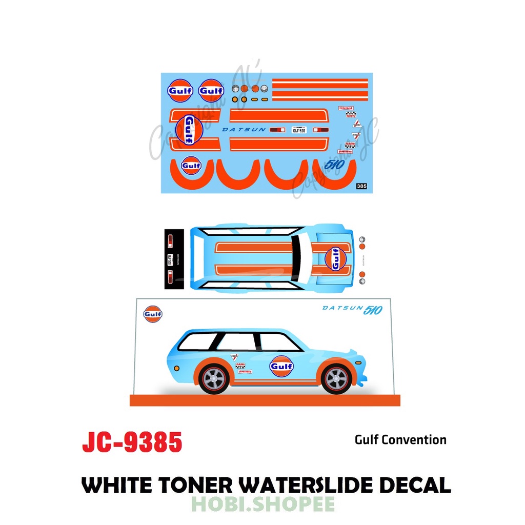 JC385 - GULF CONVENTION DECALS Hotwheels 1:64 diecast custom white ...
