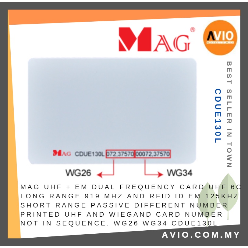 MAG UHF 919MHz + ID EM 125KHz Short Range Dual Frequency Card Different ...