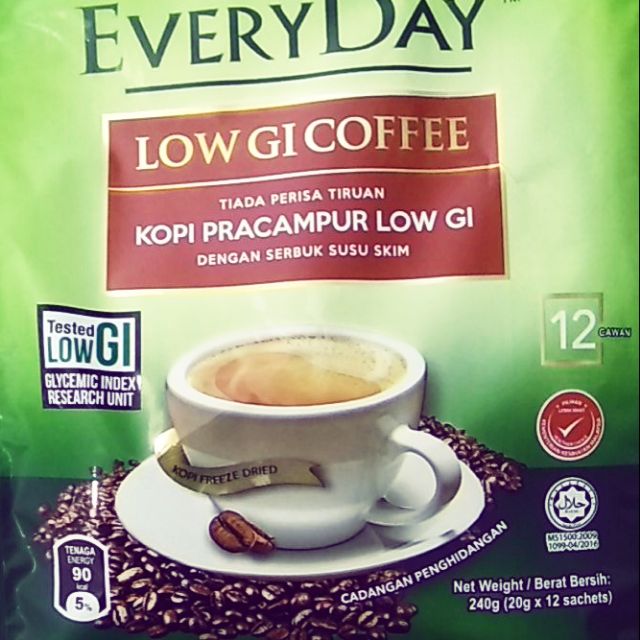 Everyday Low Gi Coffee 12 sachets (1 packet) | Shopee Malaysia