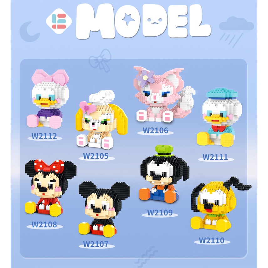 [Ready Stock] Daisy Mickey Mouse Minnie Mouse Kaws Buliding Blocks Nano ...