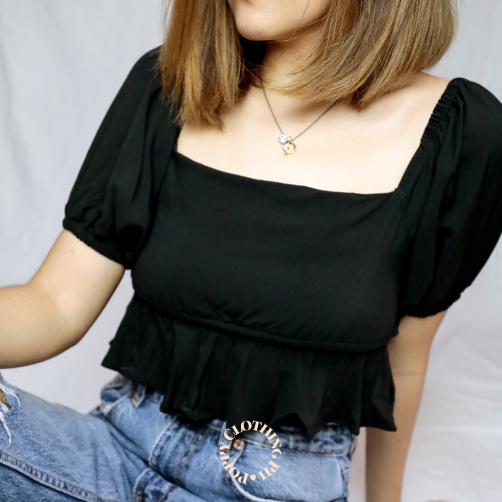 Poppy Clothing The Remi Top Premium Short Sleeve Peplum Crop Top