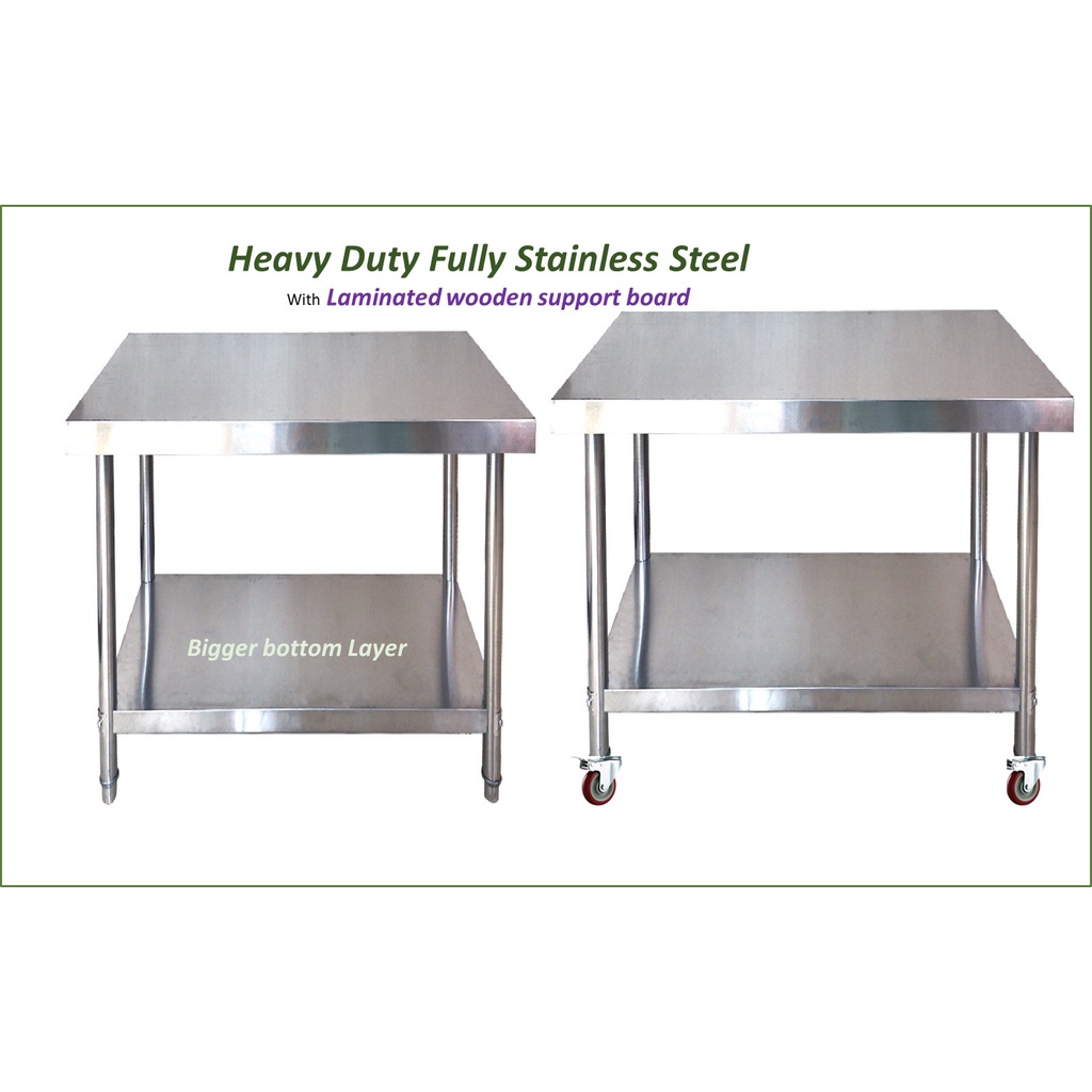 Kizzy 2 Tier Heavy Duty Stainless Steel working Table 2 x 2 ft Meja ...