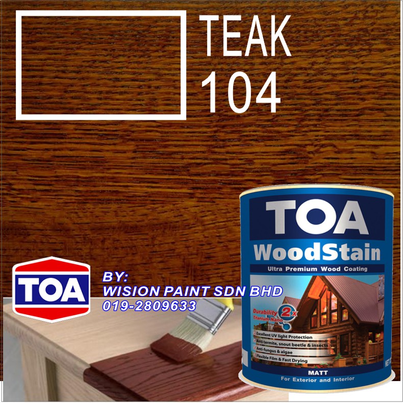 104 TEAK ( 1L / MATT ) TOA WOODSTAIN MATT / VARNISH WOOD PAINT COATING ...