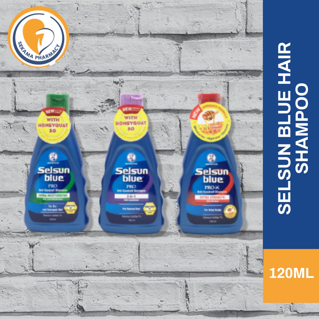SELSUN BLUE SHAMPOO 120ML (EXTRA MOISTURISING/ EXTRA STRENGTH/2-IN-1 ...