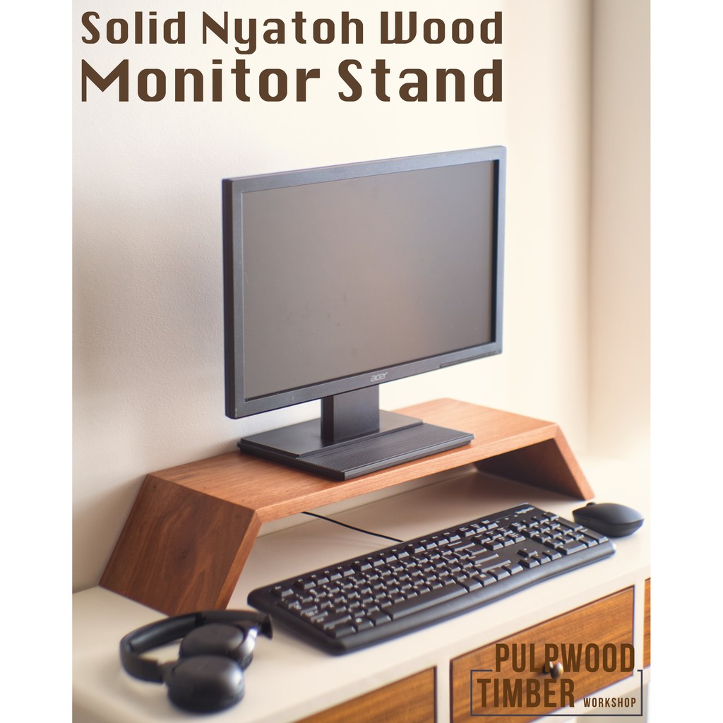 Nyatoh wood monitor stand Wooden Desktop Monitor Stand Solid Nyatoh ...