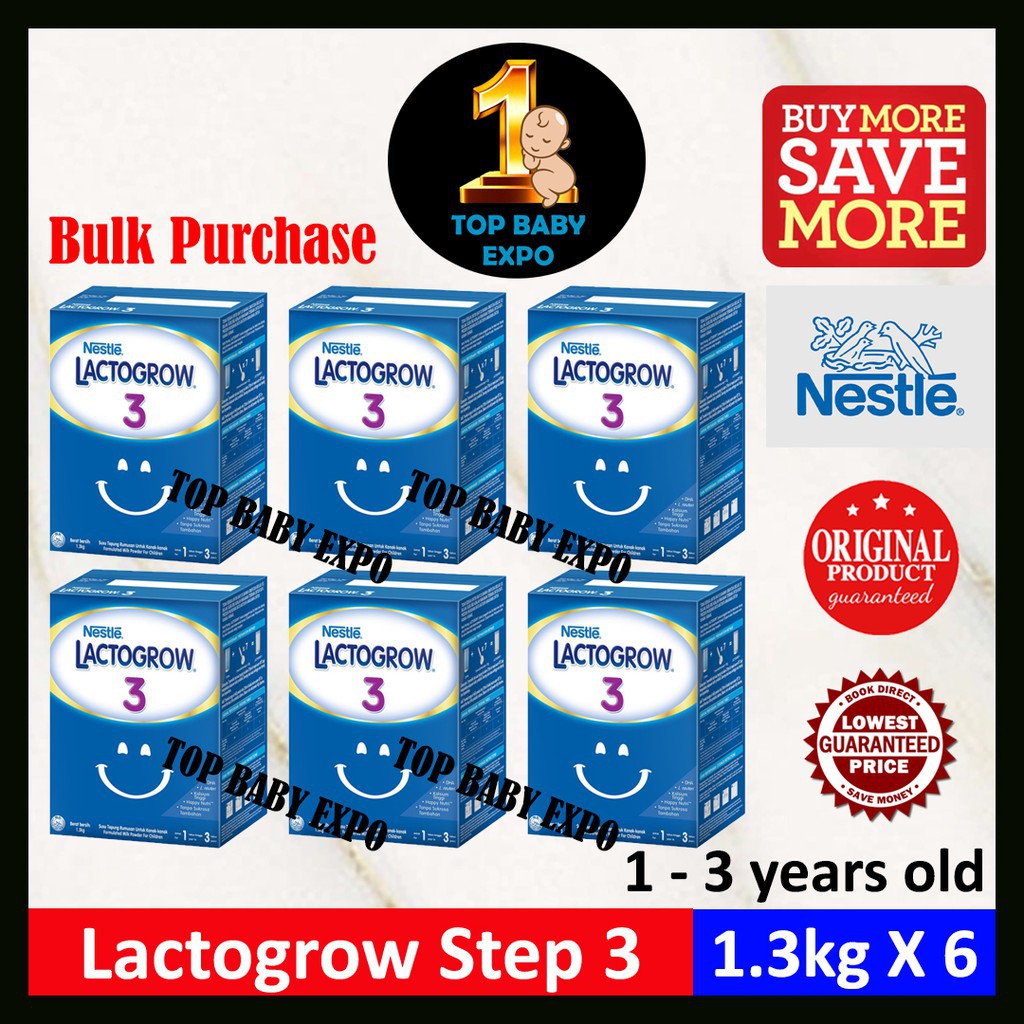 Nestle Lactogrow Step 3 (1.3kg x 6) Exp: 02/2022 (NEWEST STOCK) | Shopee Malaysia
