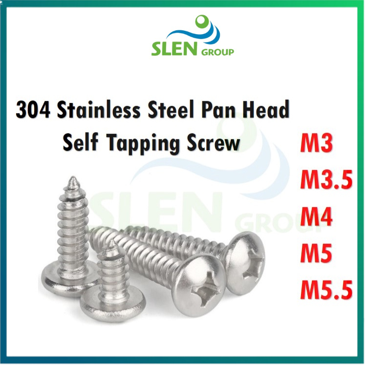 SLEN 1 pcs M3 M3.5 M4 M5 Pan Head Self Tapping Screw 304 Stainless ...