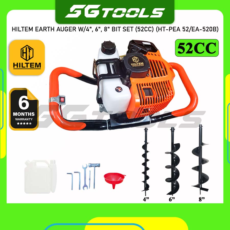HILTEM EARTH AUGER DRILL MACHINE 2 STROKE 4" 6" 8" BIT SET (52CC)/MESIN PENGERUDI TANAH/MESIN ...