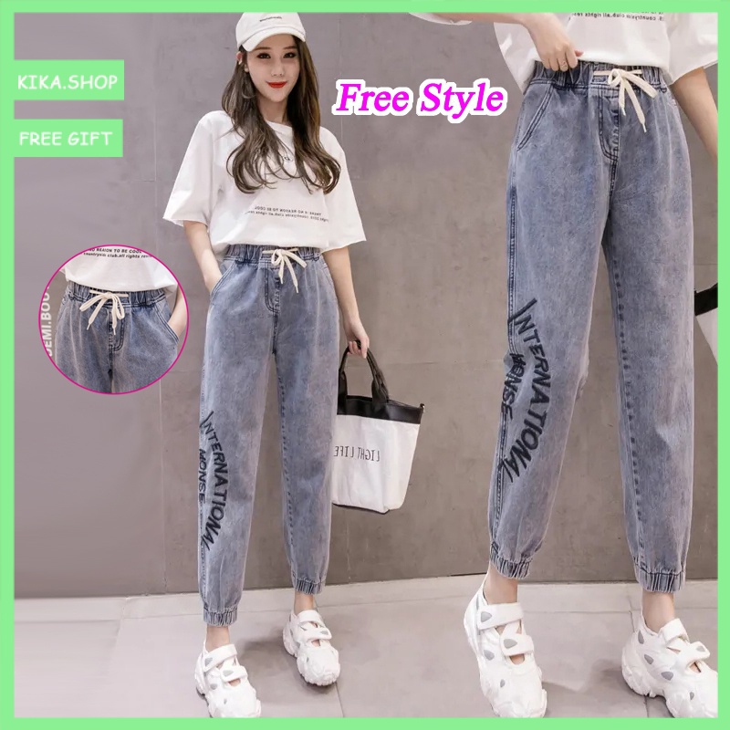 RAYA! 220623 Korean style high waist sport harem jeans women slim fit ...