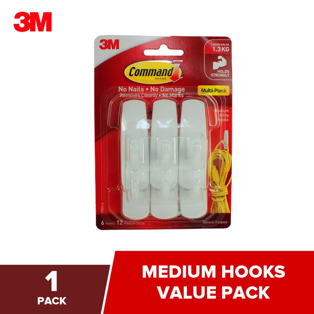 3M Command Medium Hooks Value Pack (White) | Shopee Malaysia