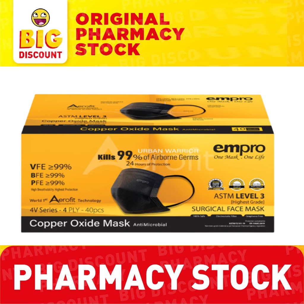 Empro 4V Series 4PLY Face Mask 40's BLACK COLOR | Shopee Malaysia
