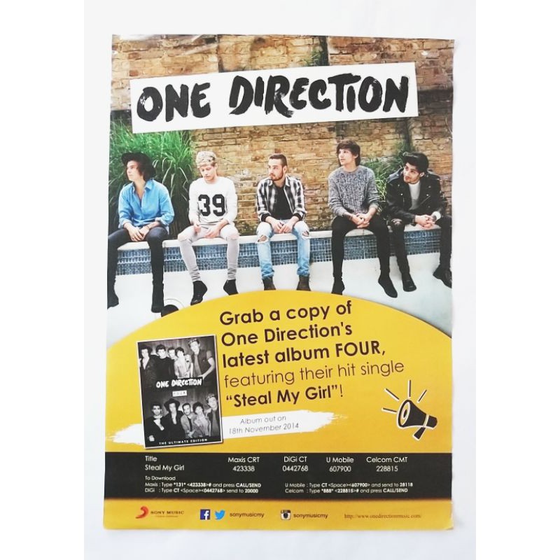 ONE DIRECTION/1D : FOUR POSTER-( 💯% official & authentic Malaysia ...