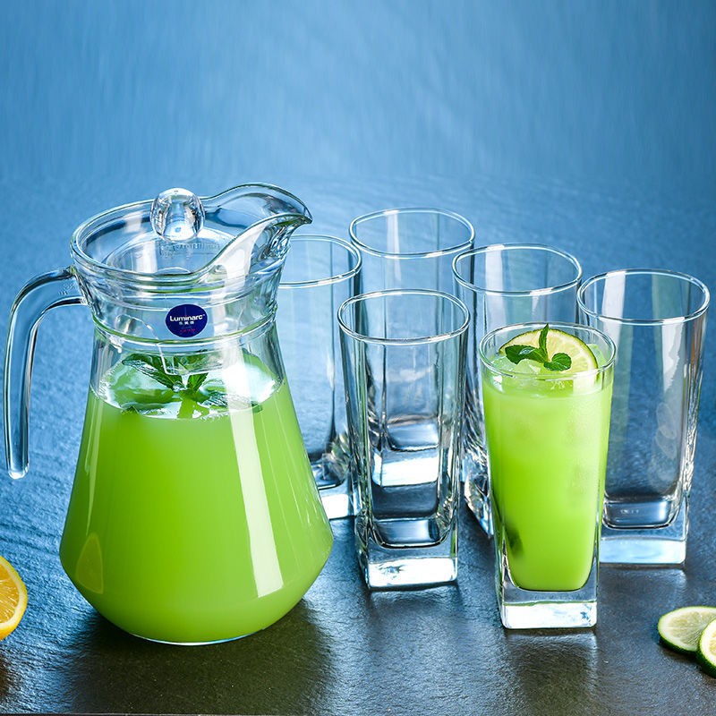 ☄Cawan Kaca Rumah Ruang Tamu Minum Set Cerek Dingin Minum Air Cawan ...