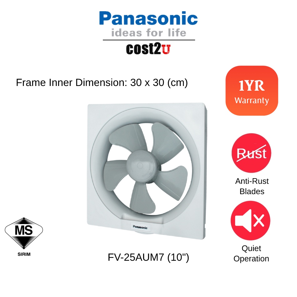 Panasonic 10" Wall Mount Ventilation Fan | FV-25AUM7 FV-25AUM (Exhaust ...