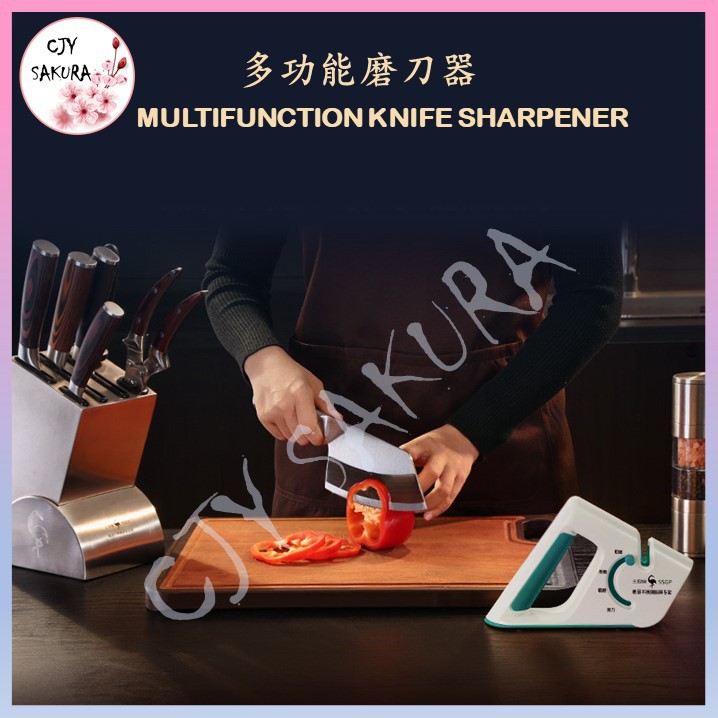 【READY STOCK】多功能磨刀器 MULTIFUNCTION KNIFE SHARPENER Kitchen Knife Scissors 4 in 1 Sharpener ...