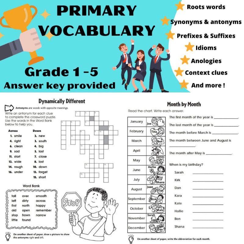 E61 Primary Vocabulary Grade 1 to 5 I Primary English worksheet ...