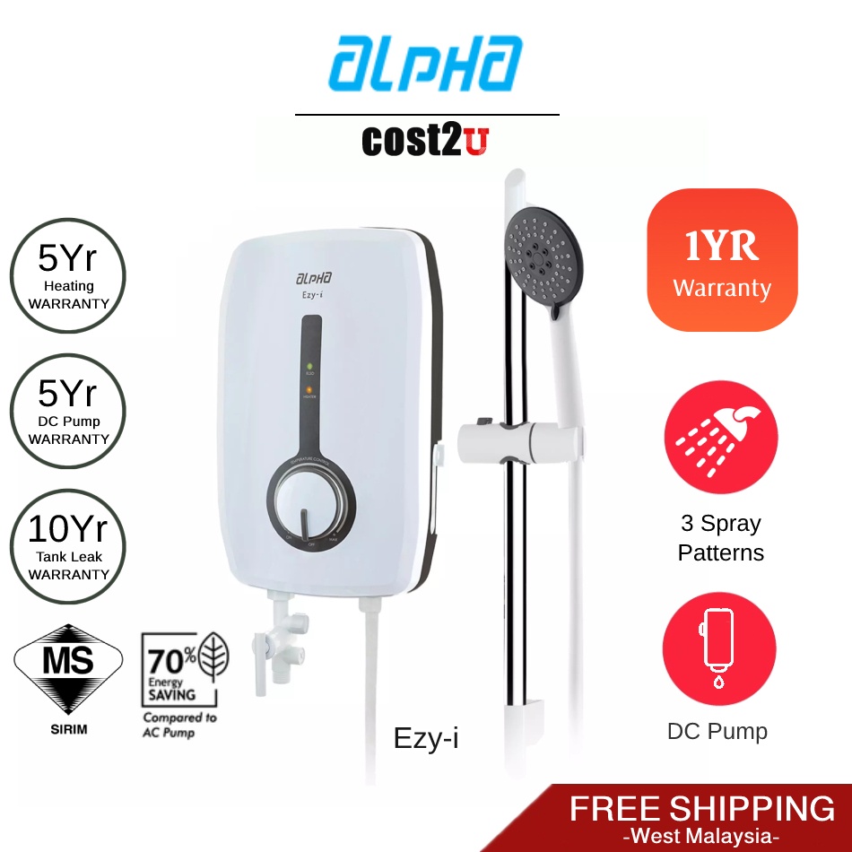 [Free Shipping] Alpha EZY I Instant Water Heater with DC Pump EZY-I MWH105-DBK Home Shower ...