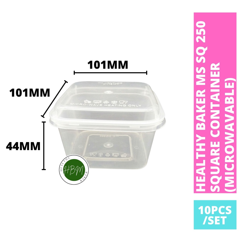 MS SQ 250 SQUARE CONTAINER (Microwavable) 10PCS / SET | Shopee Malaysia